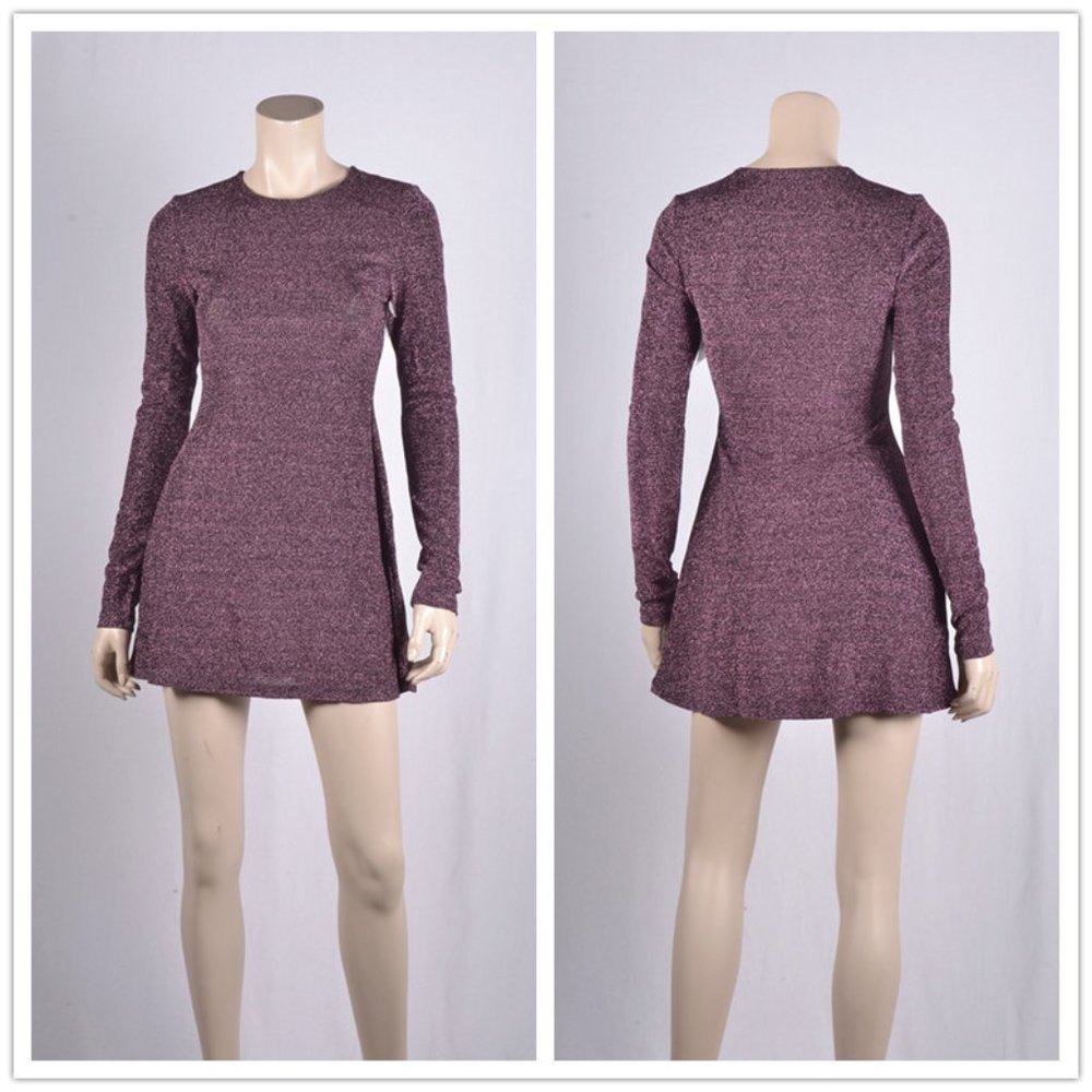 Reformation Riley Metallic Blush Sparkle Knit Mini Dr… - Gem